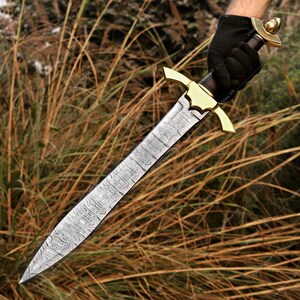 Damascus Steel Handmade Long Sword, Medieval Cosplay Viking Sword ...