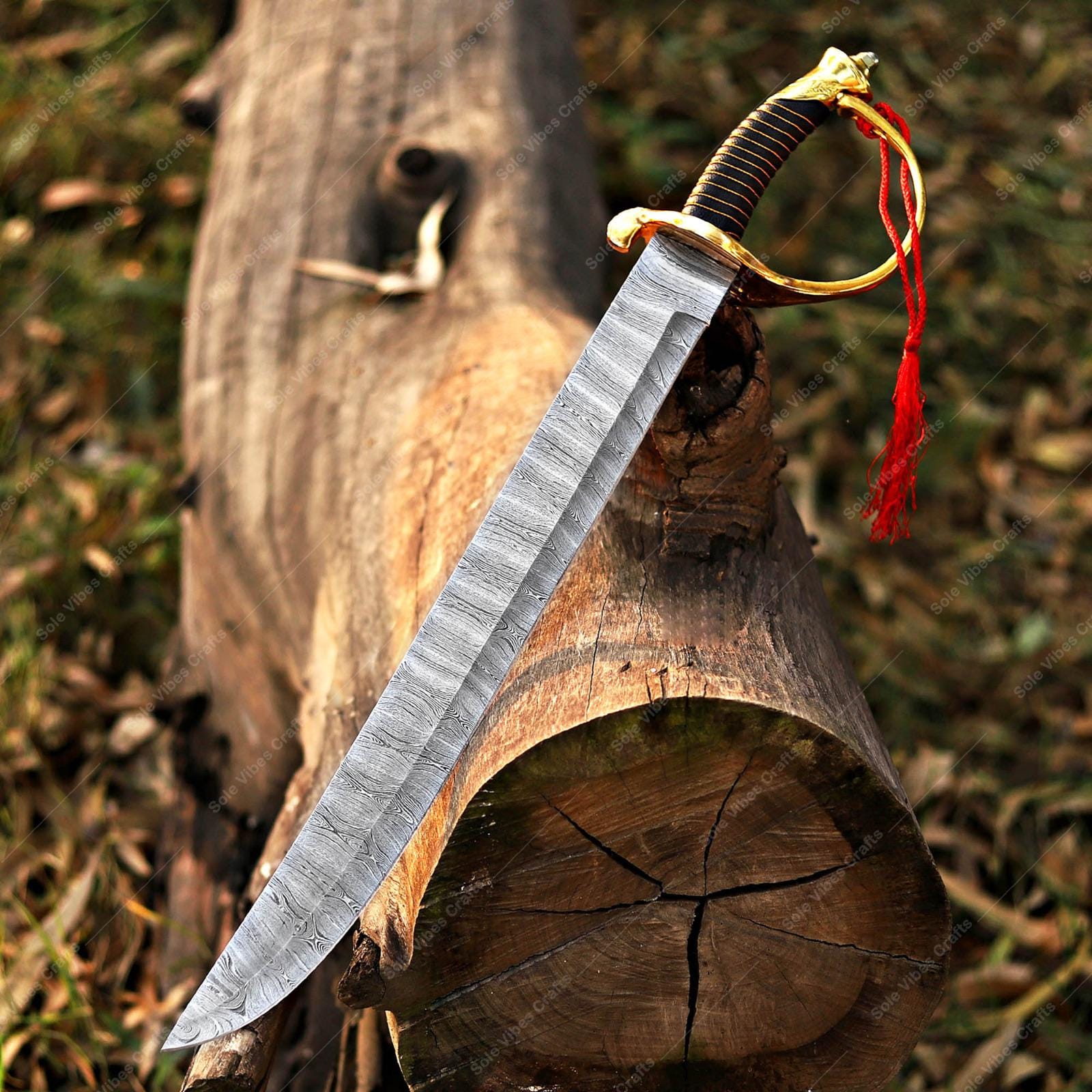 Damascus Steel Handmade Long Sword, Medieval Cosplay Viking Sword ...