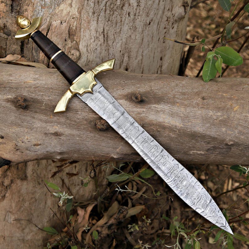 Damascus Steel Handmade Long Sword, Medieval Cosplay Viking Sword ...
