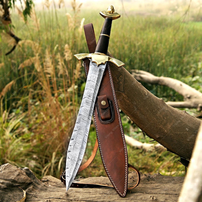 Damascus Steel Handmade Long Sword, Medieval Cosplay Viking Sword ...