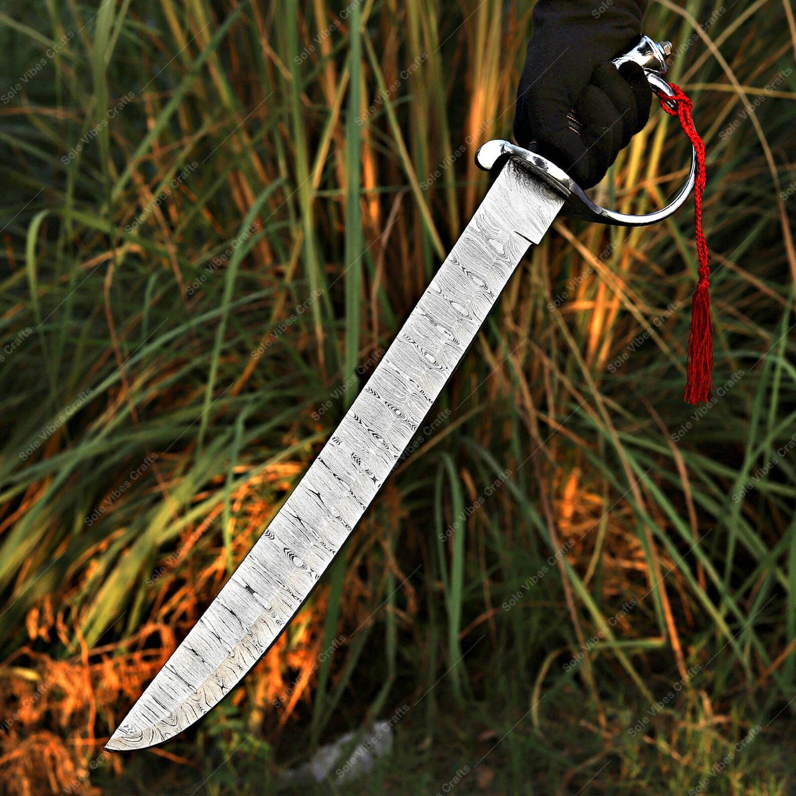Damascus Steel Handmade Long Sword, Medieval Cosplay Viking Sword ...