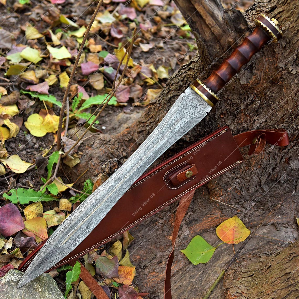 Damascus Steel Handmade Long Sword, Medieval Cosplay Viking Sword ...