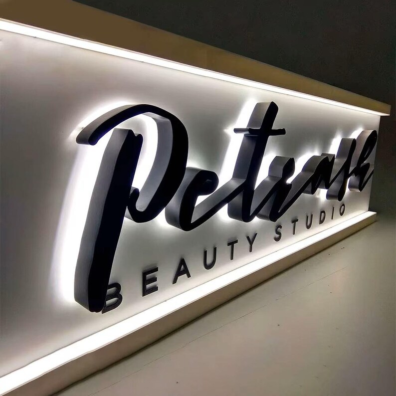 Illuminated Signage, Business Logo, Halo Lighting Sign, Custom Business ...