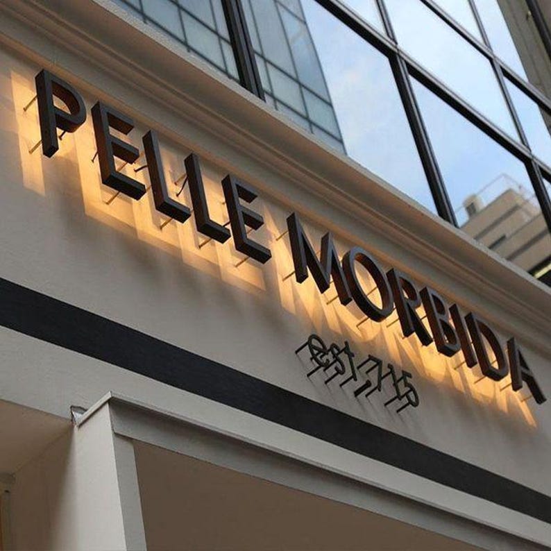 Custom Business Logo Sign: Backlit Brushed Steel Illuminated Signage - Etsy