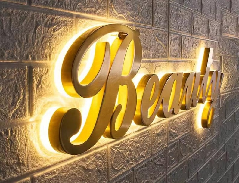 Backlit Metal Logo Sign: 3D Company Wall Decor - Etsy