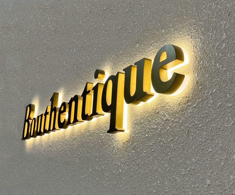 Custom Backlit Business Logo Sign: 3D Gold LED Office Decor - Etsy