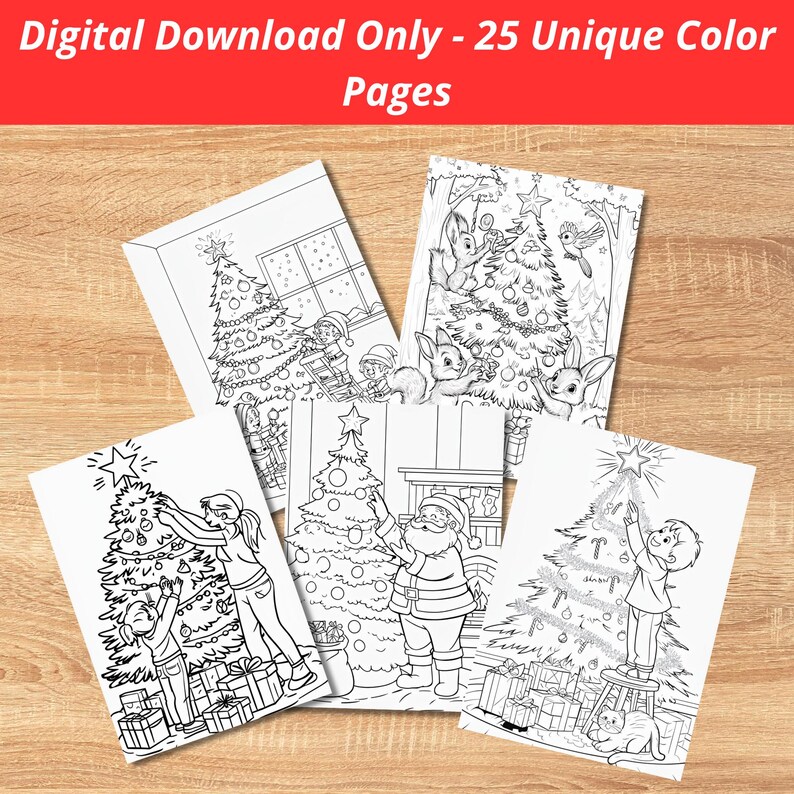 Set of 25 Printable Christmas Coloring Pages - Santa, Snowmen, Wreaths ...