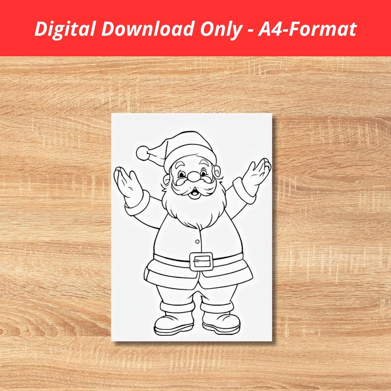 Printable Christmas Coloring Pages Set of 5 – Santa | Festive Holiday ...