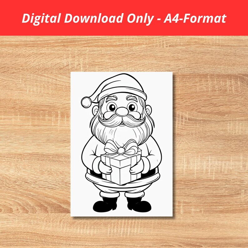 Printable Christmas Coloring Pages Set of 5 – Santa | Festive Holiday ...