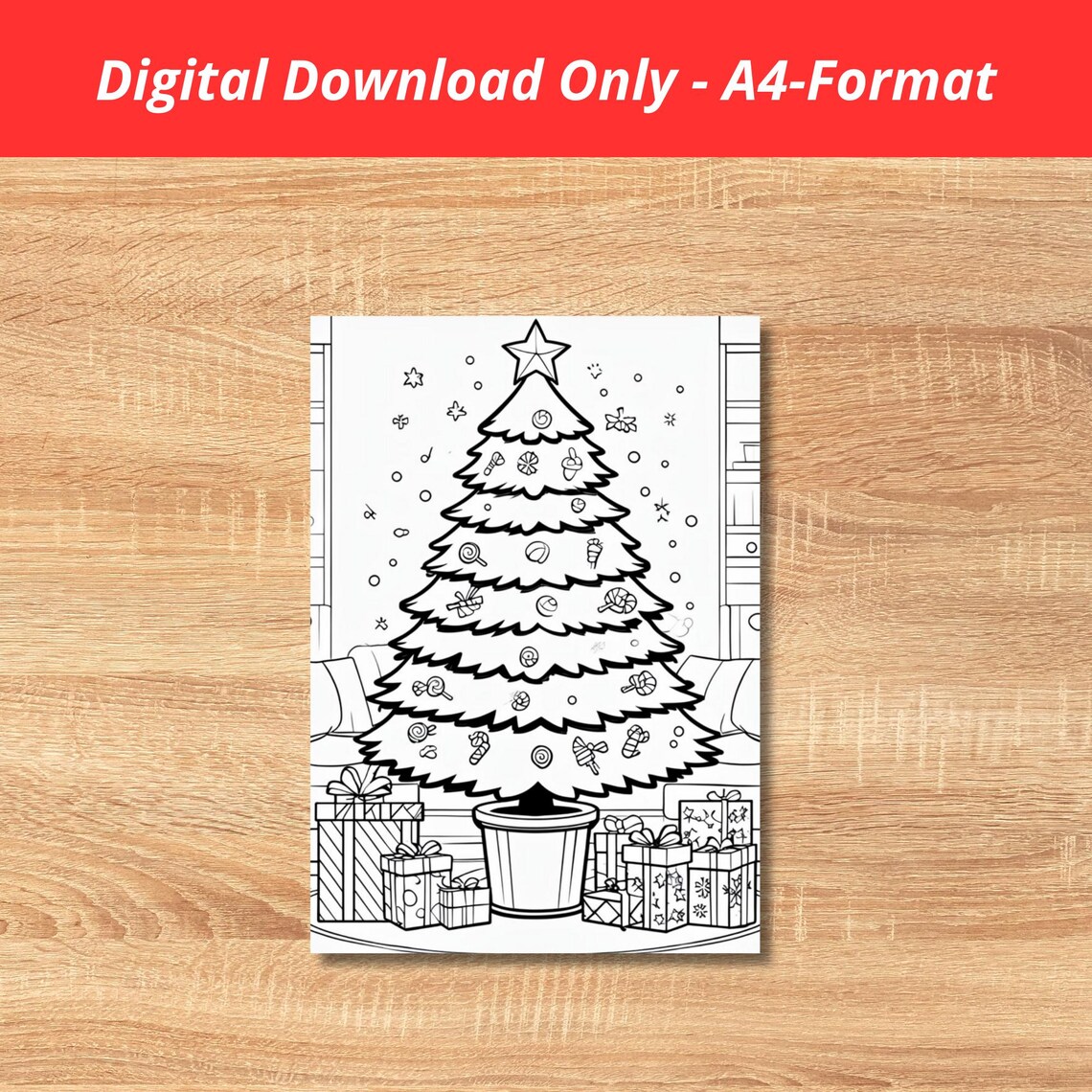 Christmas Tree Coloring Pages - Set of 5 Printable Holiday Coloring ...