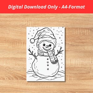 Printable Christmas Coloring Pages Set of 5 – Snowman With Santa Hat ...