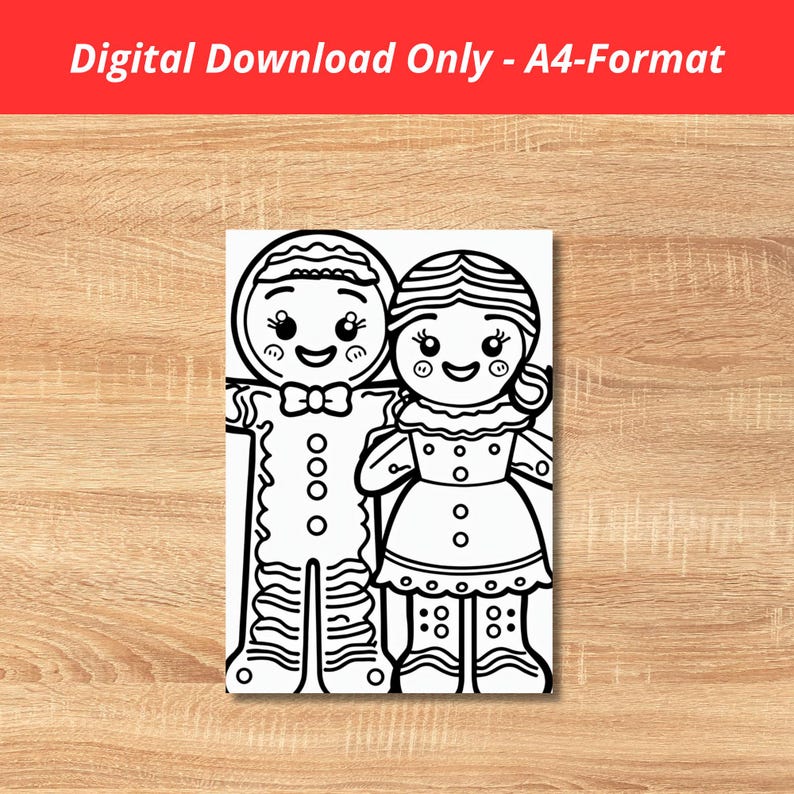 Printable Christmas Coloring Pages Set of 5 – Gingerbread | Holiday ...