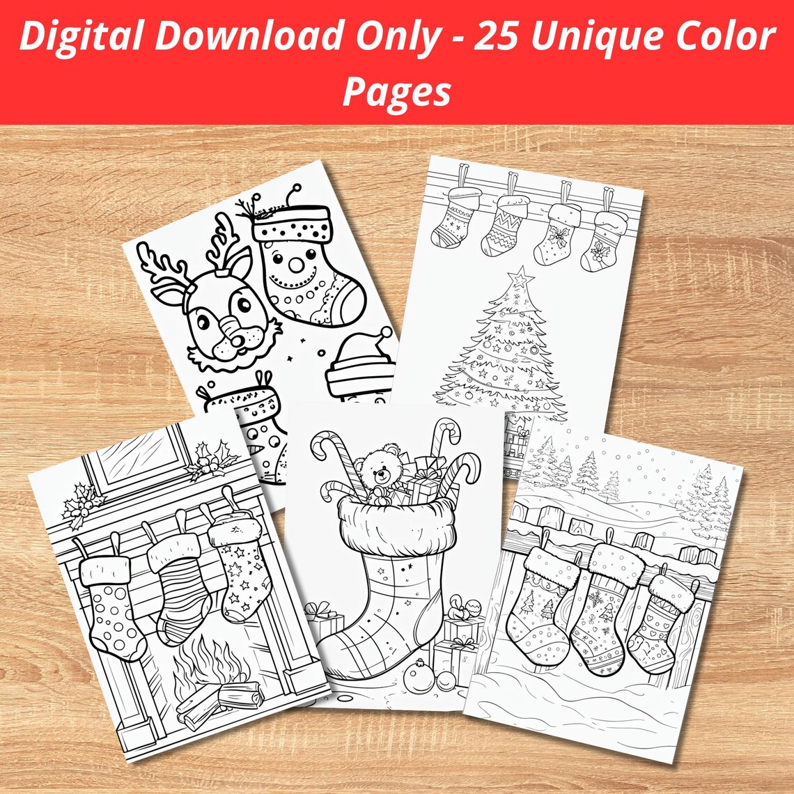 Set of 25 Printable Christmas Coloring Pages - Santa, Snowmen, Wreaths ...