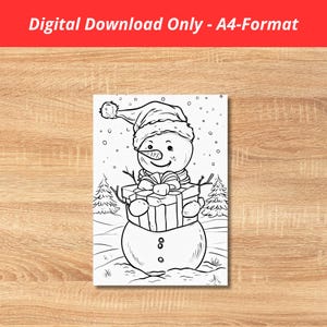 Printable Christmas Coloring Pages Set of 5 Snowman With Santa Hat ...