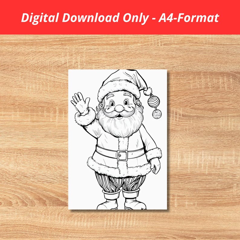 Printable Christmas Coloring Pages Set of 5 – Santa | Festive Holiday ...