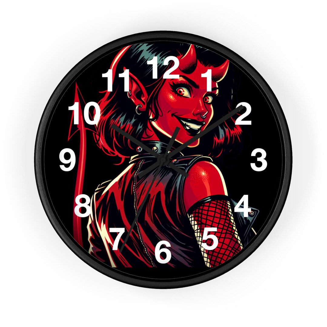 Devilish Wall Clock, Female Demon Design, Unique Home Decor, Gothic ...