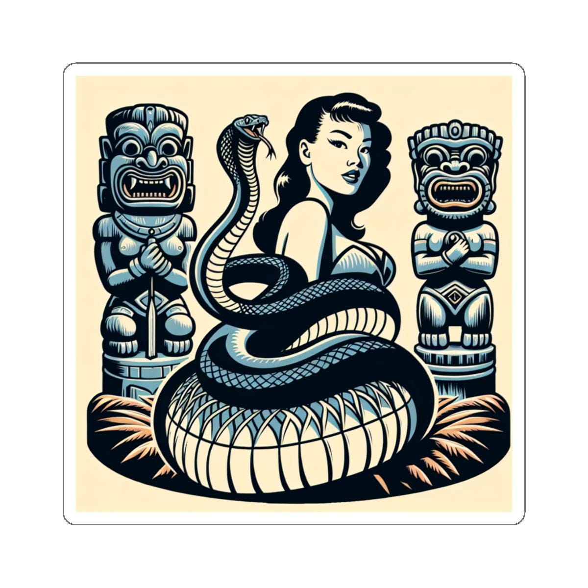 Cobra Tiki Stickers, Tribal Snake Decals, Exotic Jungle Art, Hawaiian ...
