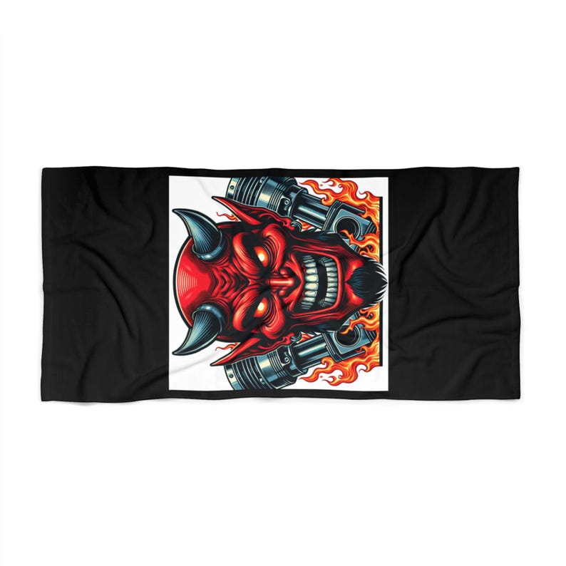 Beach Towel, Hot Rod Demon Design - Large Towel, Summer Decor, Pool ...