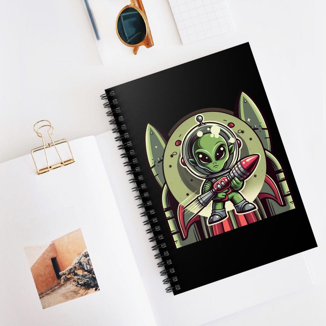 Spiral Notebook - Alien on Guard, UFO Planner, Sci-fi Journal, Space ...