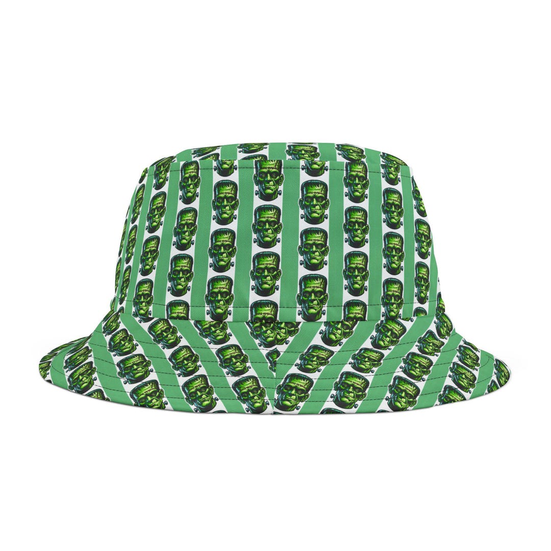 Frankenstein Bucket Hat, Silly Stoner Fun Headwear, Halloween Skull Cap ...
