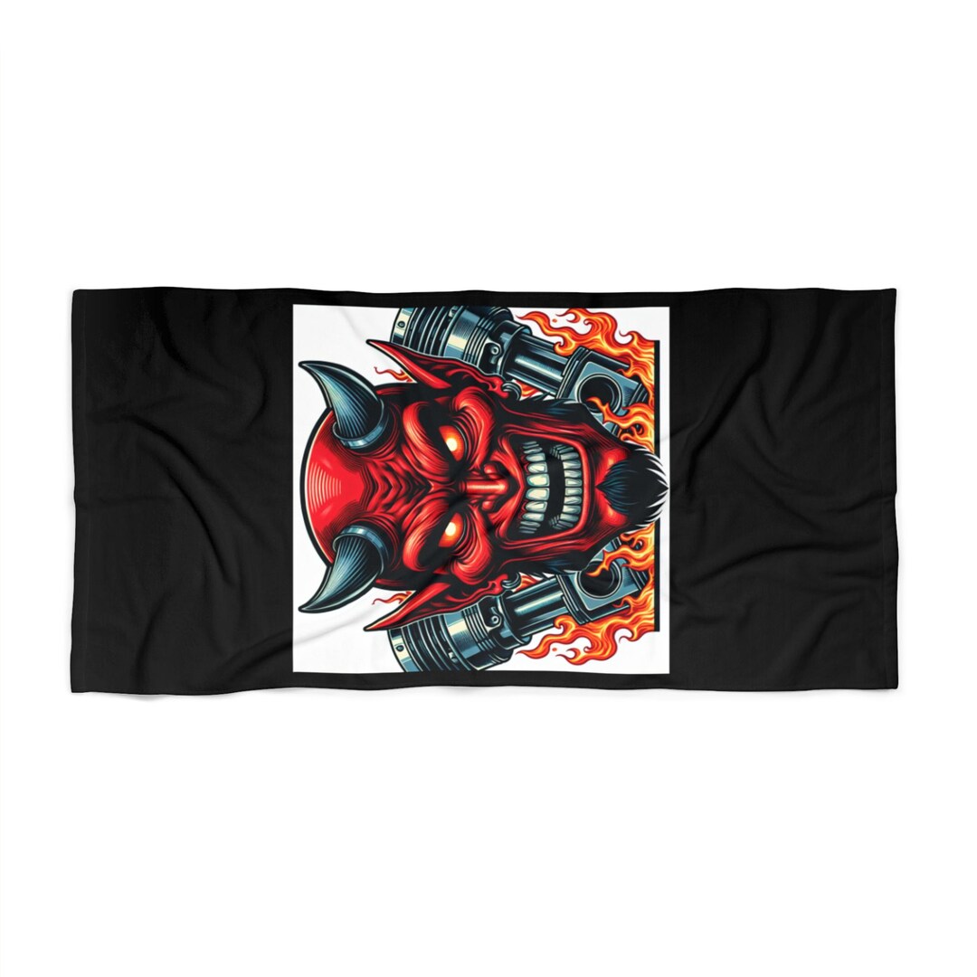Beach Towel, Hot Rod Demon Design - Large Towel, Summer Decor, Pool ...