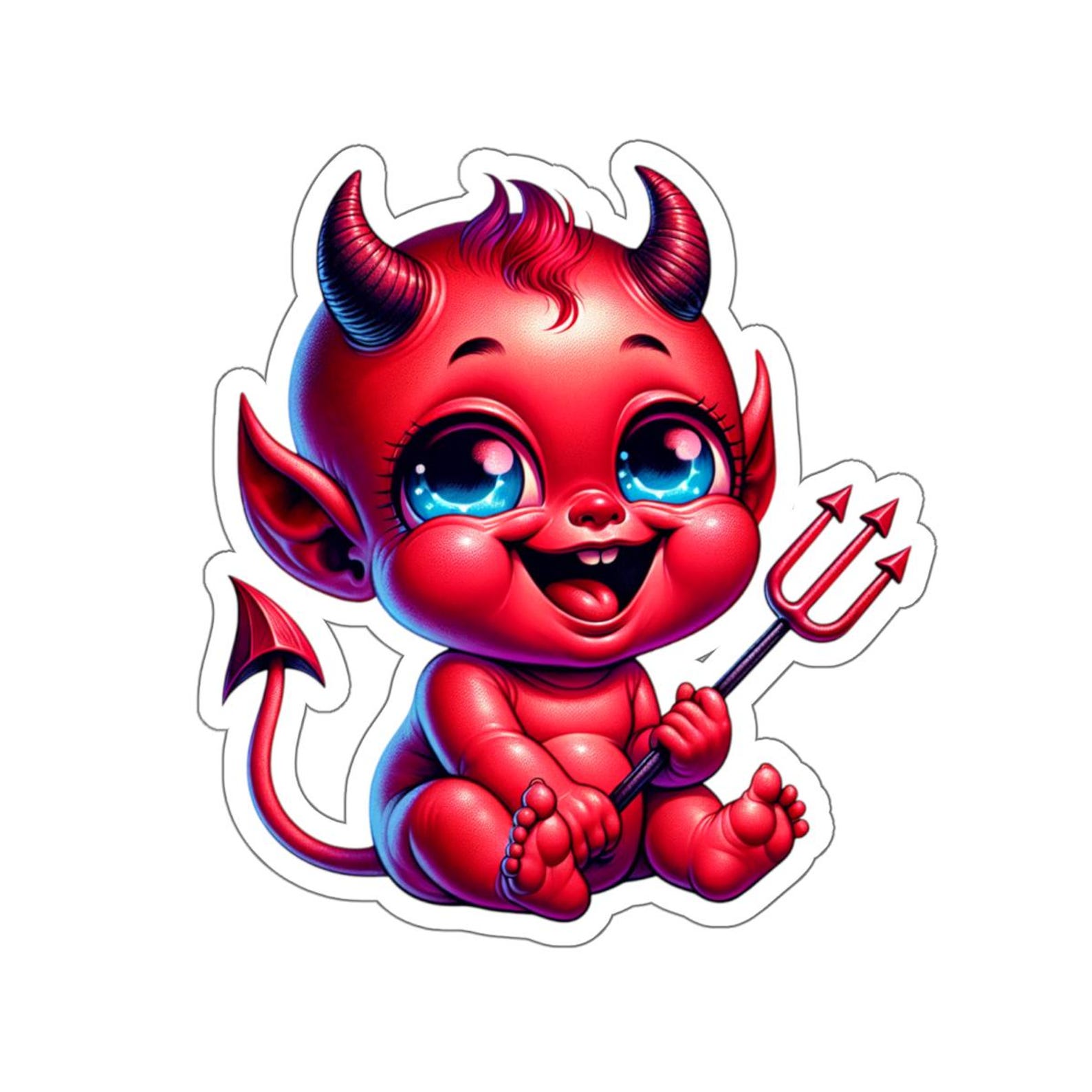 Kiss-cut Stickers, Baby Devil Sticker, Fun Laptop Decal, Cute Satan ...