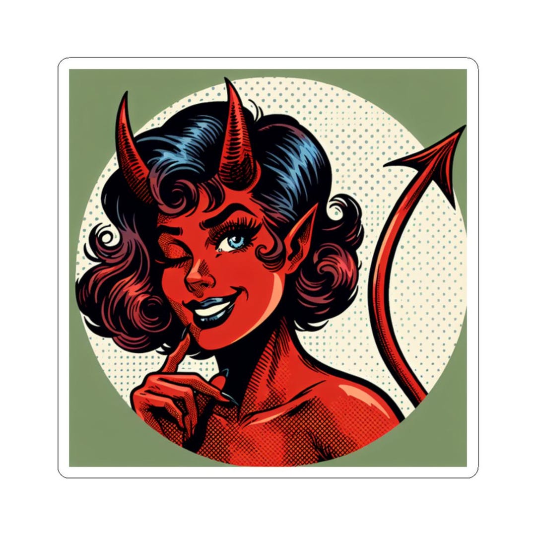 She Devil Kiss-cut Stickers, Flirty Red Demon, Laptop Decals, Devilish ...