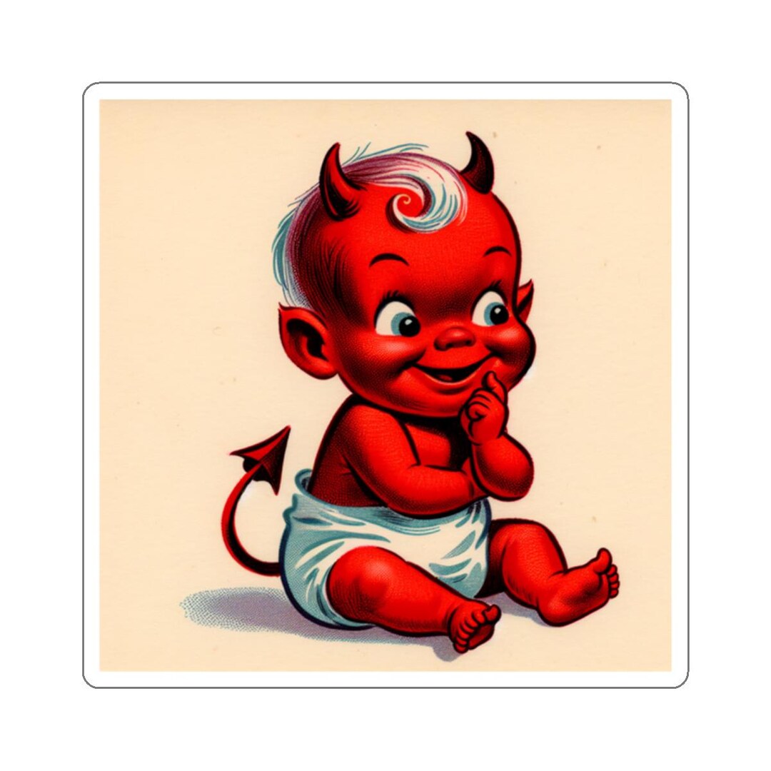 Red Devil Kiss-cut Stickers, Cute Cartoon Satan Demon, Laptop Decal ...