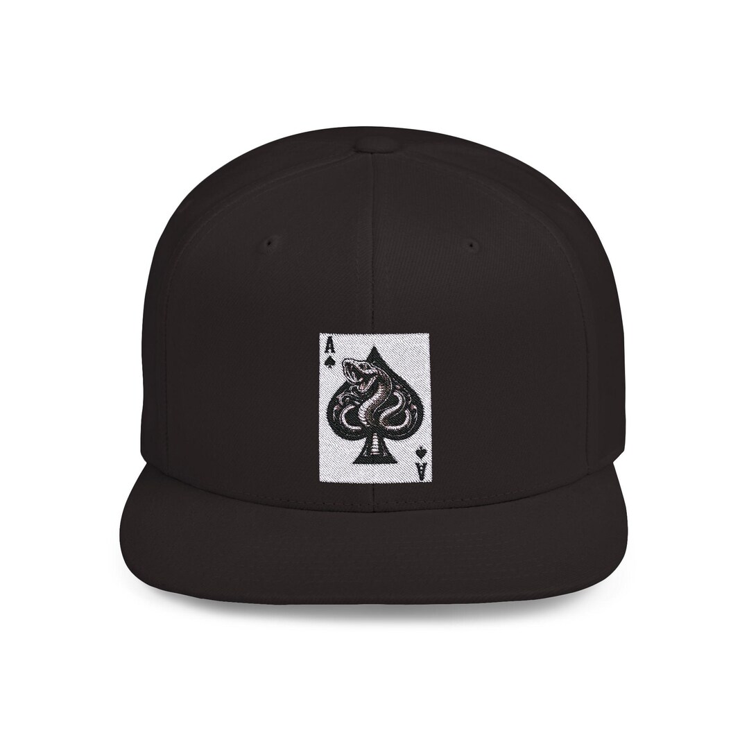 Snapback Hat, Cobra Ace of Spades Design, Cobra Hat, Poker Cap, Flat ...