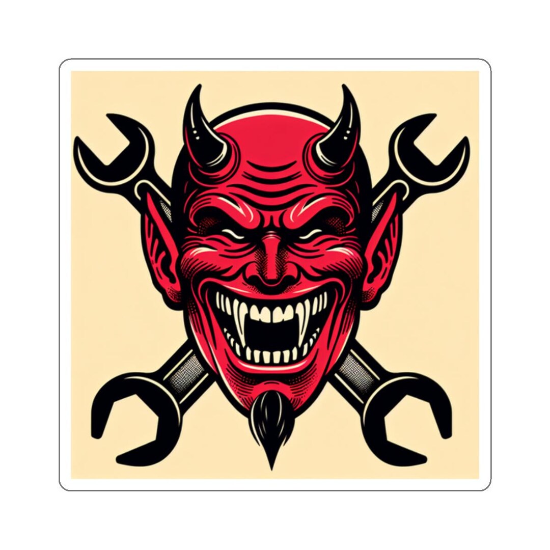 Devil Kiss-cut Stickers, Garage Devil Sticker, Devil Art Decal, Laptop ...