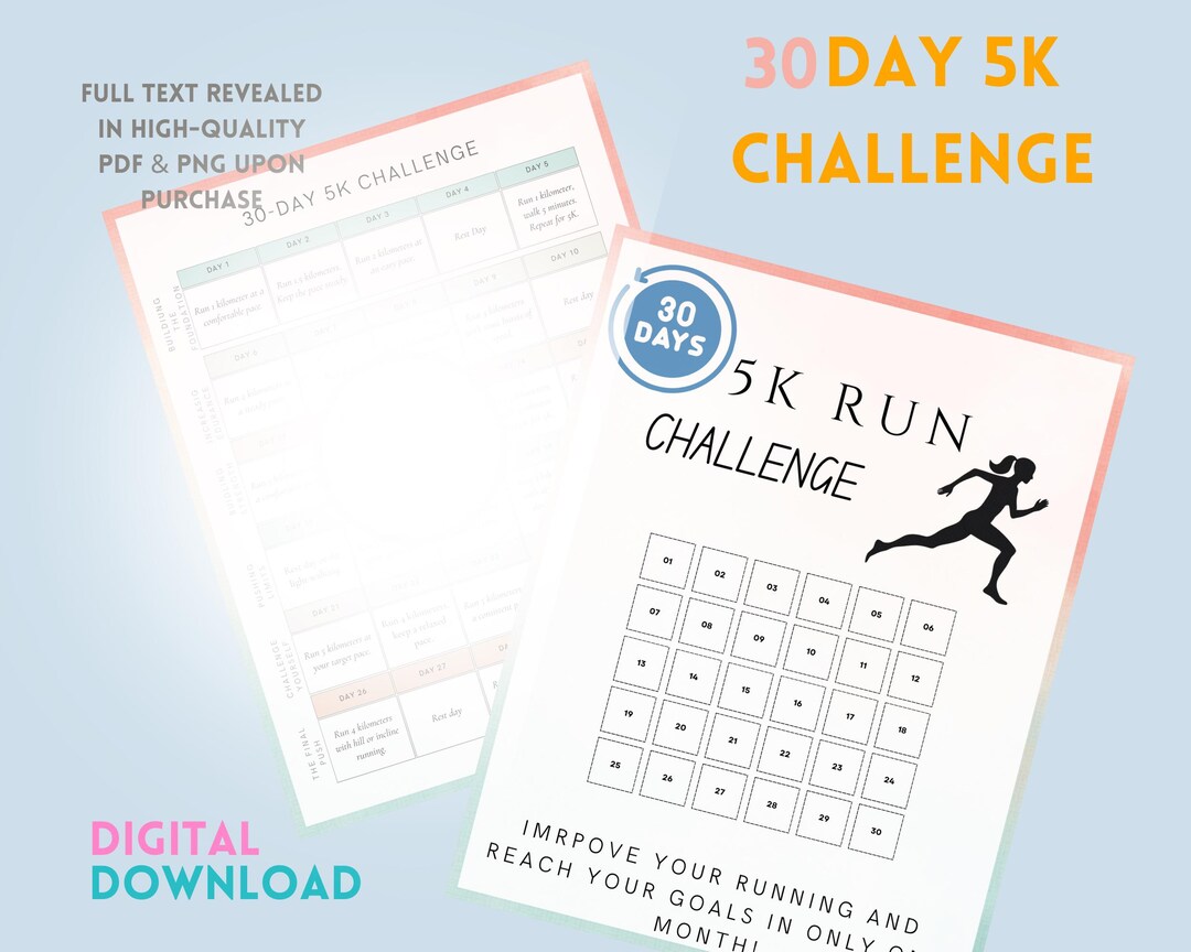 5K in 30 Days: Printable Running Challenge Planner PDF - Etsy