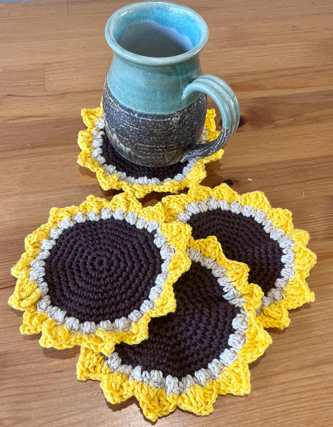 Crochet Sunflower Coasters (set of 4) - Etsy