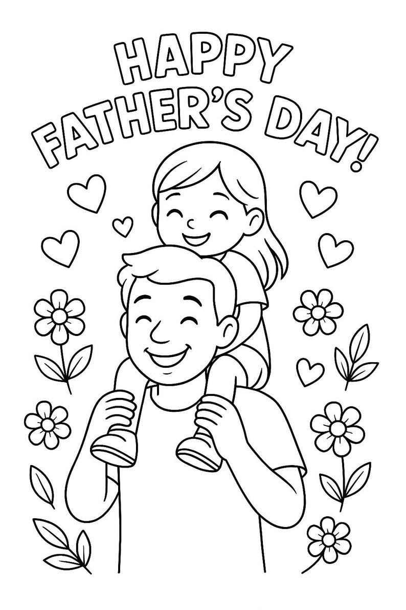 Father’s Day Coloring Page From Daughter | Printable Dad & Daughter ...