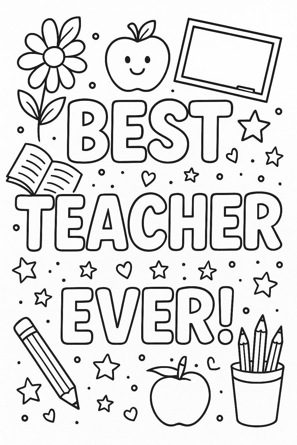 Teacher Appreciation Coloring Page | Best Teacher Ever Printable | End ...