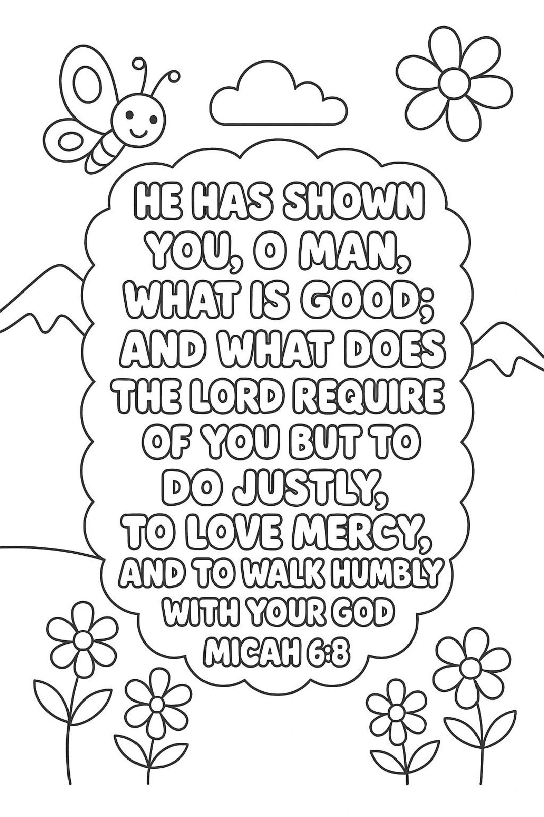 Micah 6:8 Bible Verse Coloring Page | Christian Kids Printable | Sunday ...