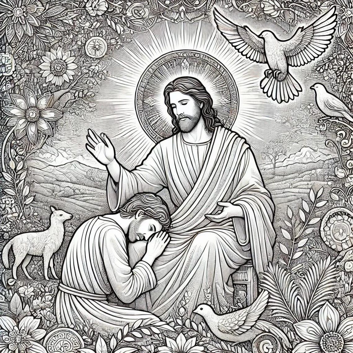 Jesus Healing Coloring Page: Christian Adult Printable Art (PDF) - Etsy