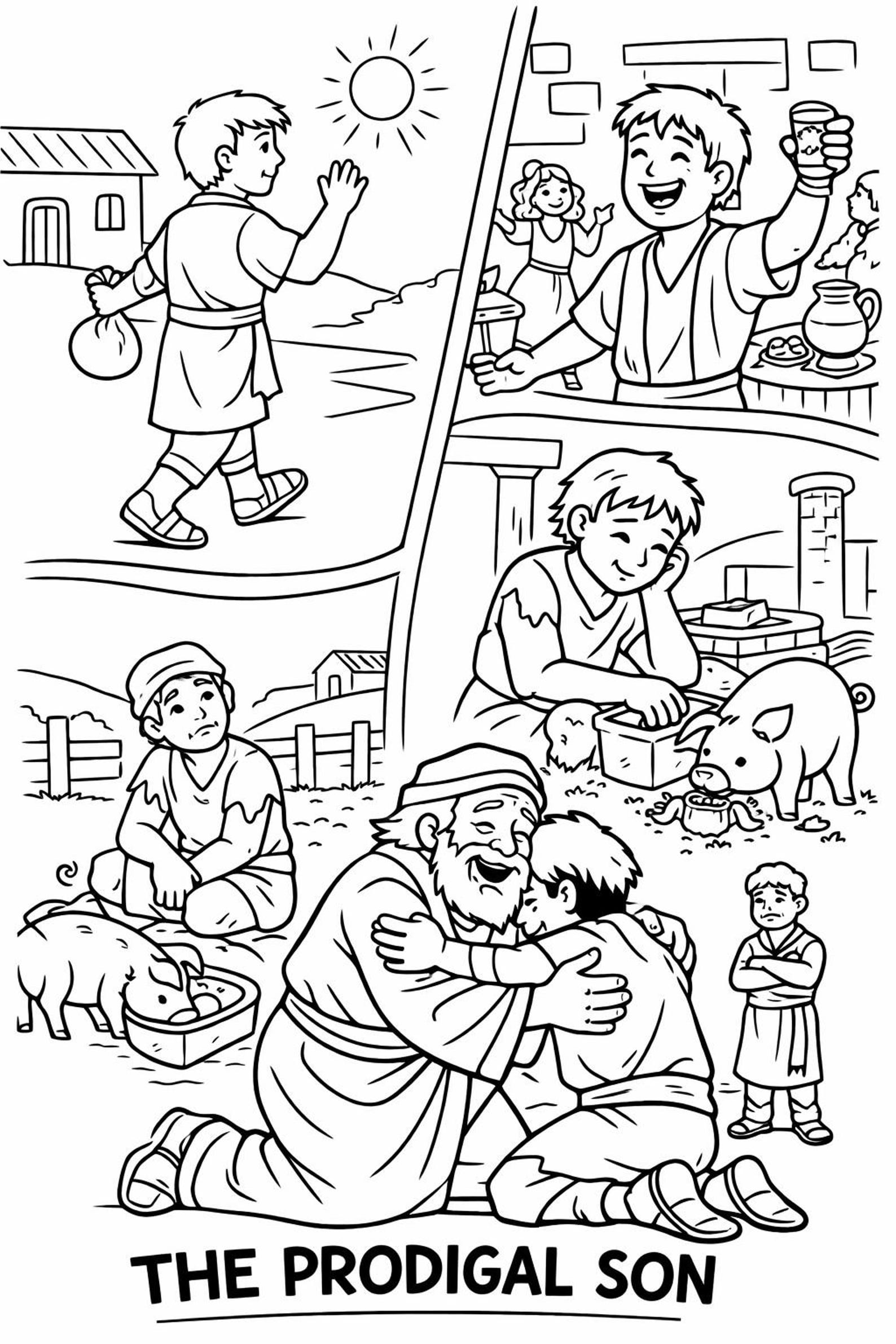 Prodigal Son Coloring Page for Kids | Bible Parable Activity Printable ...