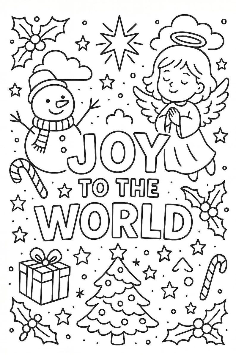 Joy to the World Coloring Page | Christian Christmas Coloring Sheet for ...