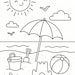 Summer Coloring Page for Kids – Printable Beach Scene With Sandcastle ...