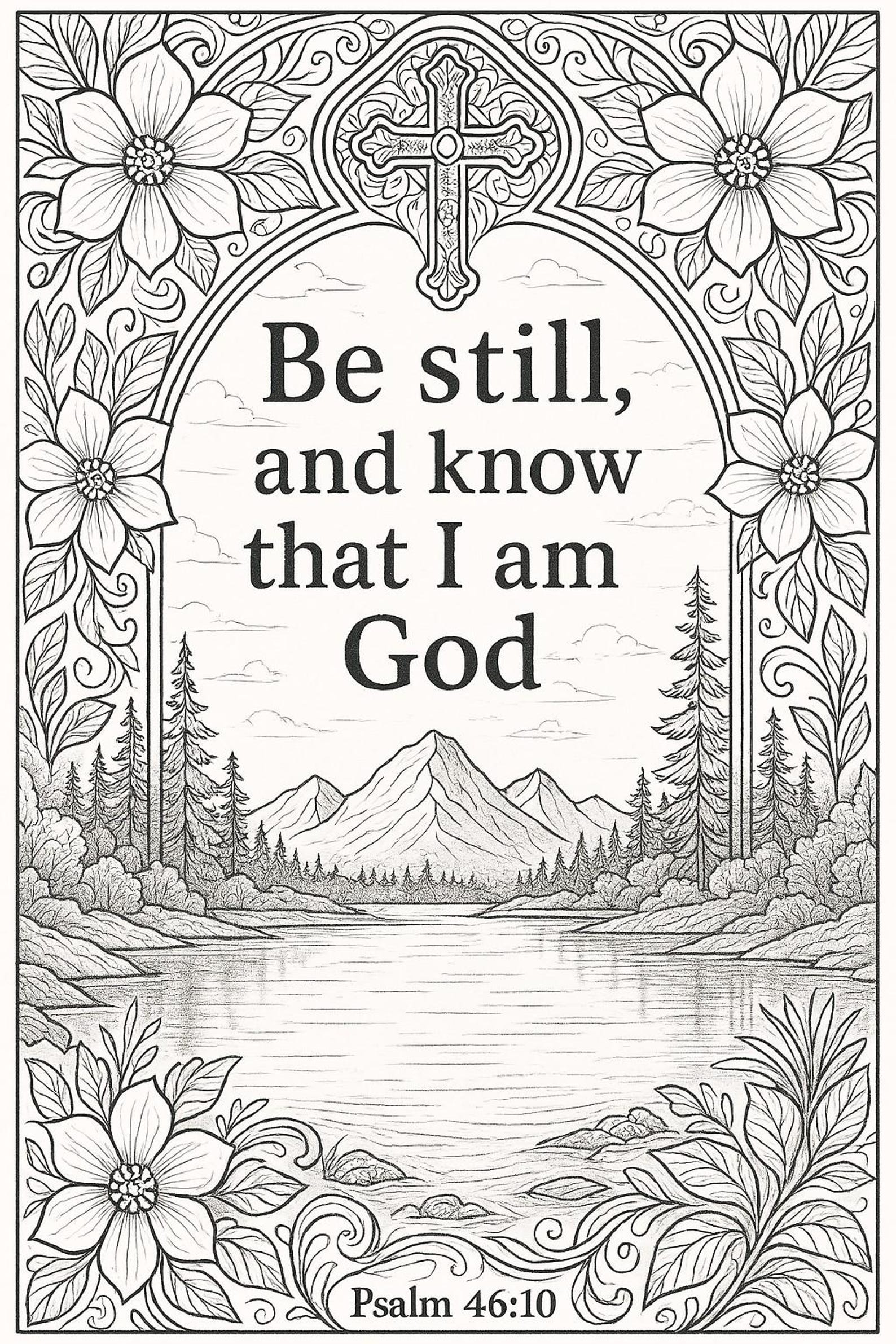 Christian Coloring Page for Adults – "be Still and Know That I Am God ...
