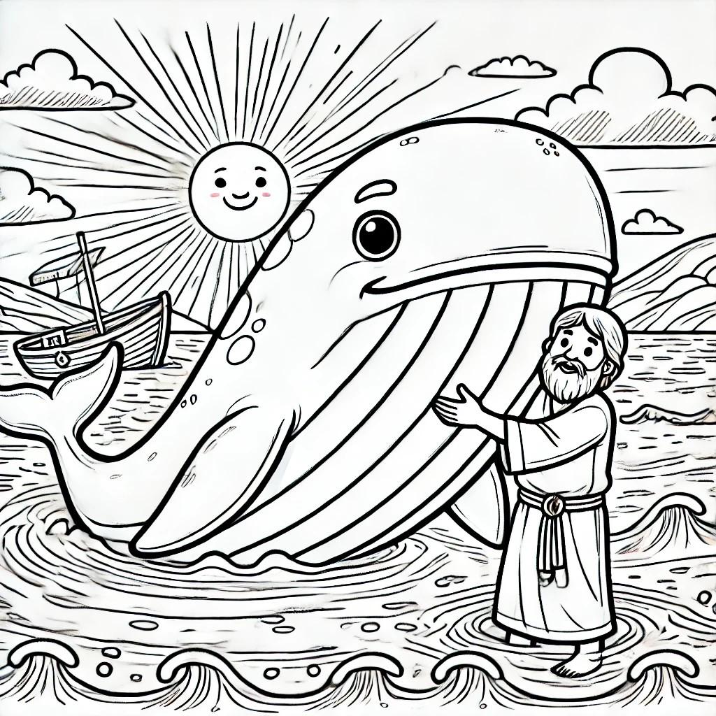 Jonah and the Whale Coloring Page – Christian Bible Story Printable for ...