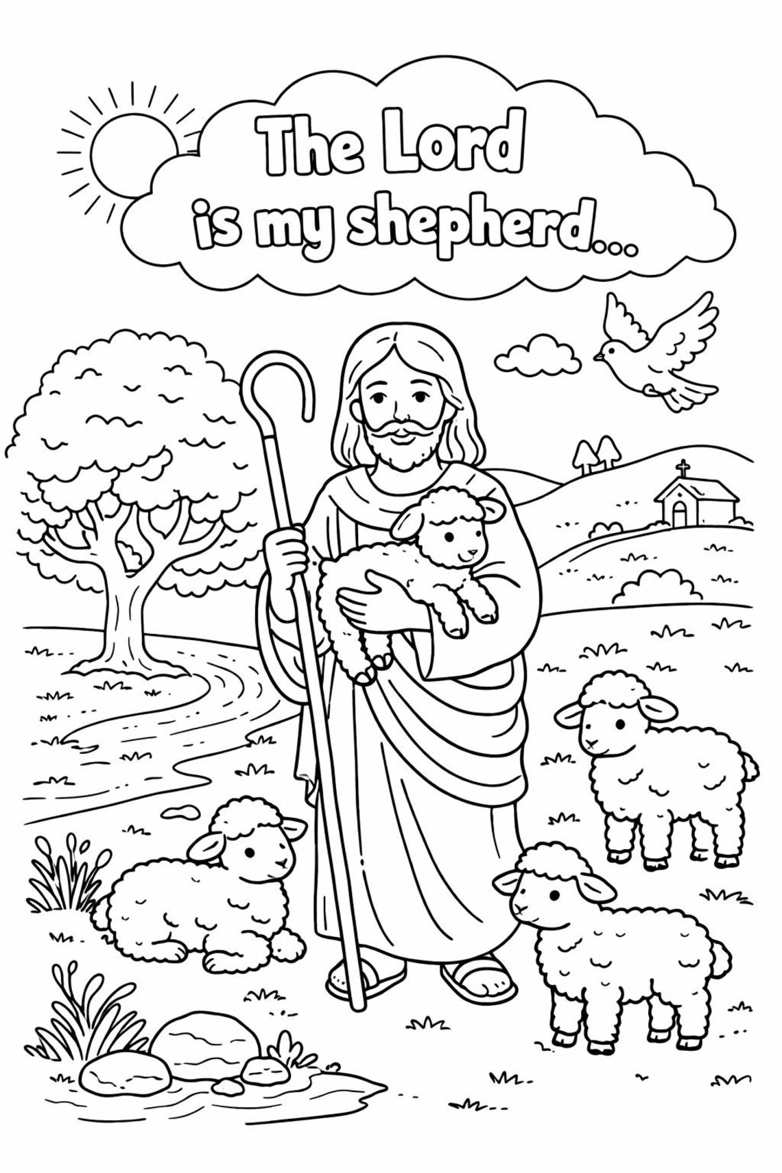 Psalm 23 Coloring Page for Kids | the Lord is My Shepherd Printable ...