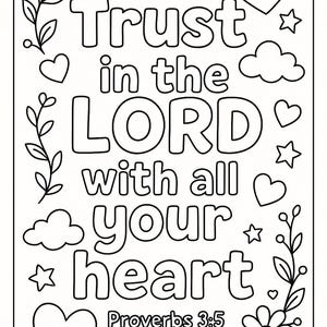 Bible Verse Coloring Page for Kids | Proverbs 3:5 Trust in the Lord ...