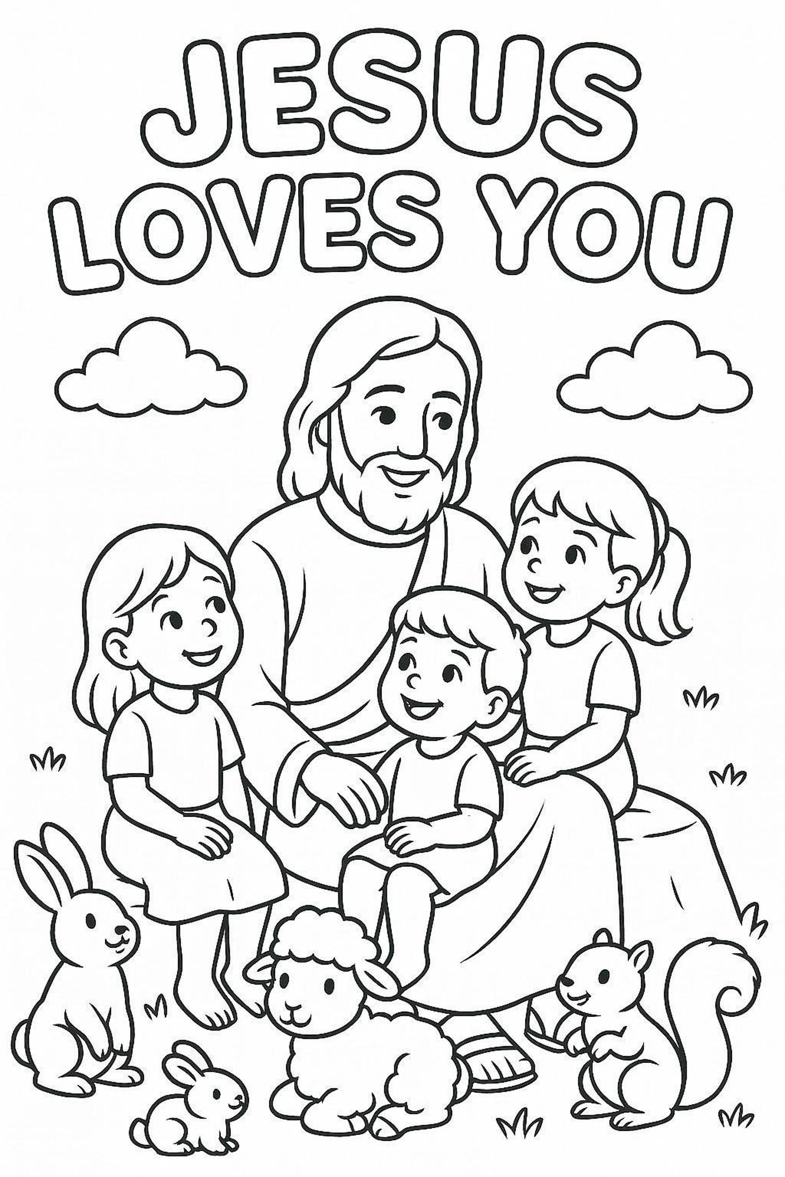 Jesus Loves You Coloring Page – Christian Kids Bible Printable, Sunday ...