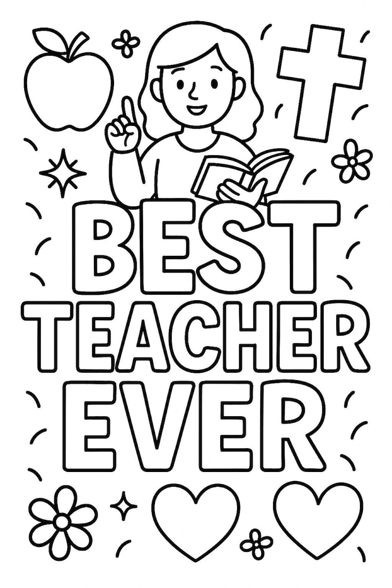 Christian Teacher Appreciation Coloring Page: Sunday School Gift (PDF ...
