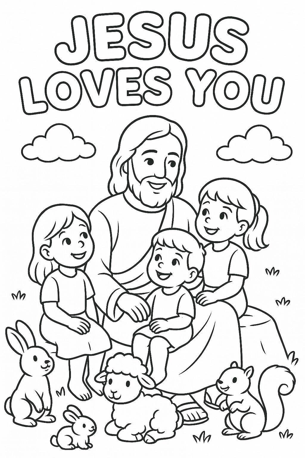Jesus Loves You Coloring Page – Christian Kids Bible Printable, Sunday ...