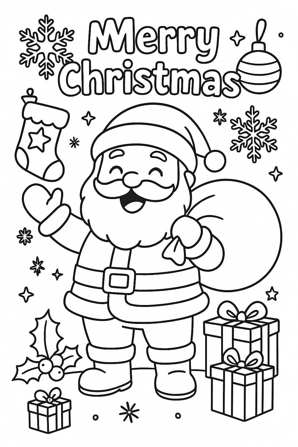 Santa Claus Christmas Coloring Page: Fun Holiday Activity (instant ...
