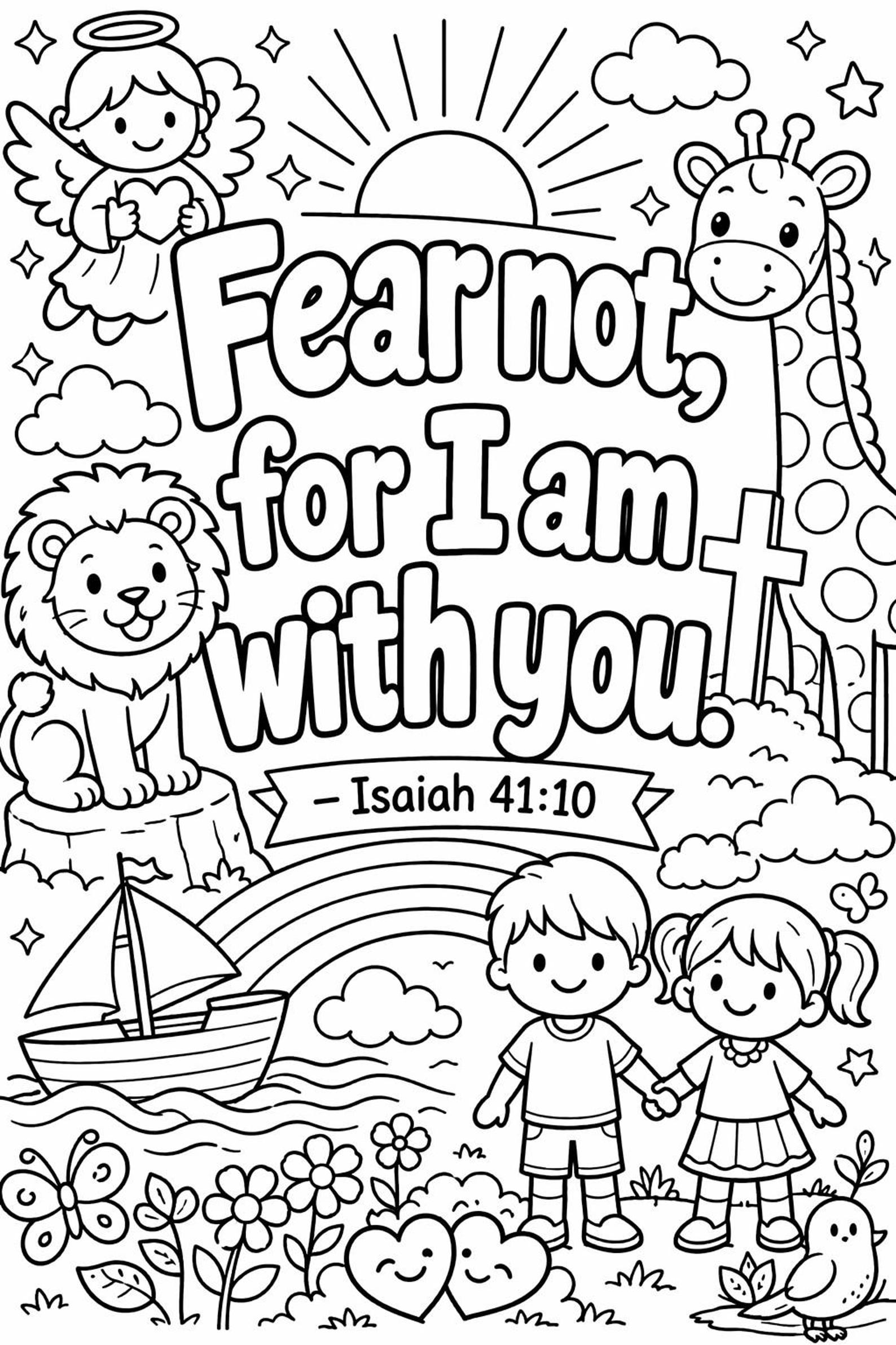 Isaiah 41:10 Coloring Page for Kids, Fear Not Bible Verse, Sunday ...