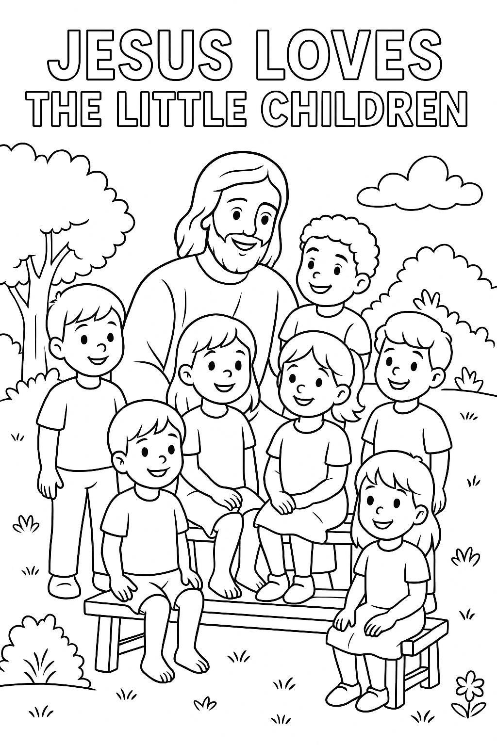 Jesus Loves the Little Children Coloring Page – Christian Kids Bible ...