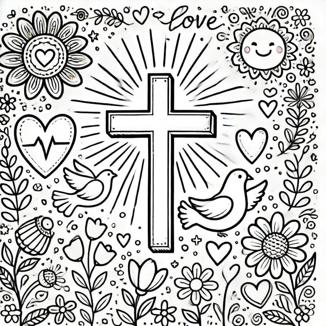 Cross Coloring Page – Christian Bible Printable for Kids and Adults ...